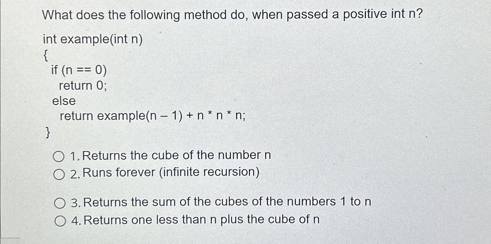 Solved What does the following method do, ﻿when passed a | Chegg.com