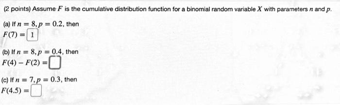 Solved 2 Points Assume F Is The Cumulative Distribution