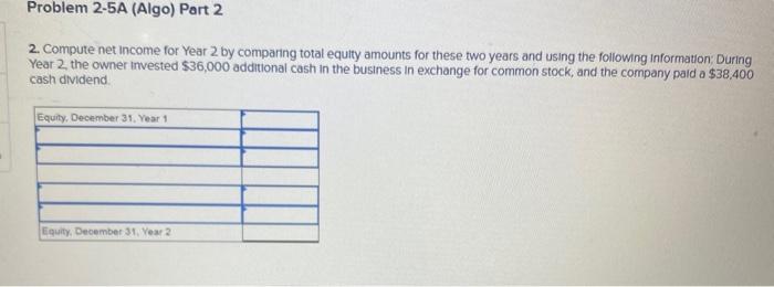 Solved Required Information Problem 2-5A (Algo) Computing | Chegg.com