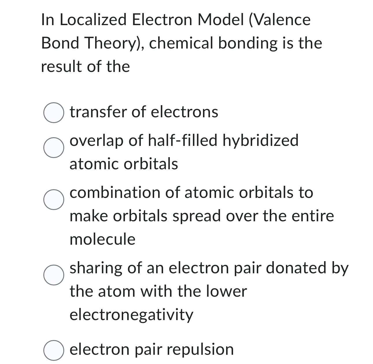 Solved In Localized Electron Model (Valence Bond Theory), | Chegg.com
