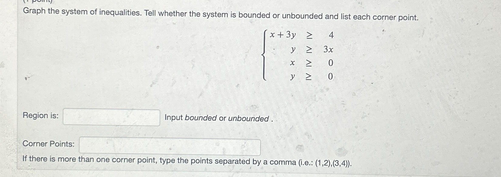 Solved Graph the system of inequalities. Tell whether the | Chegg.com