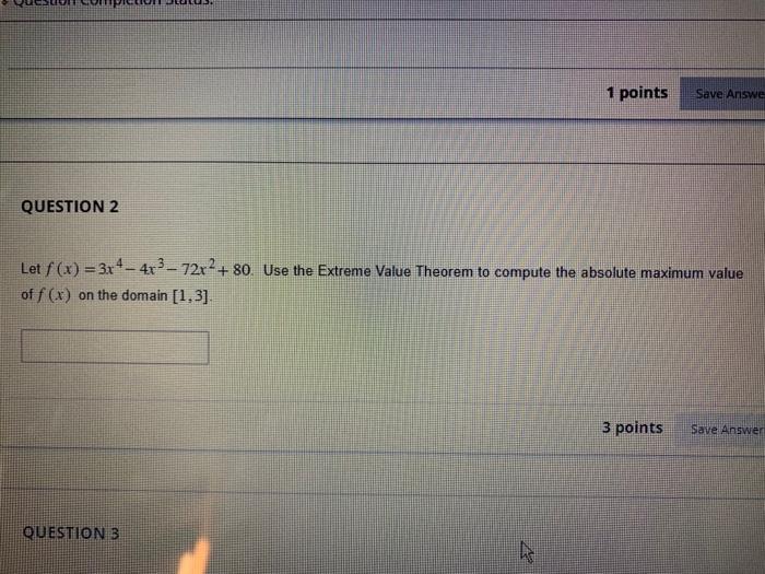 Solved Let F X 3x4−4x3−72x2 80 Use The Extreme Value