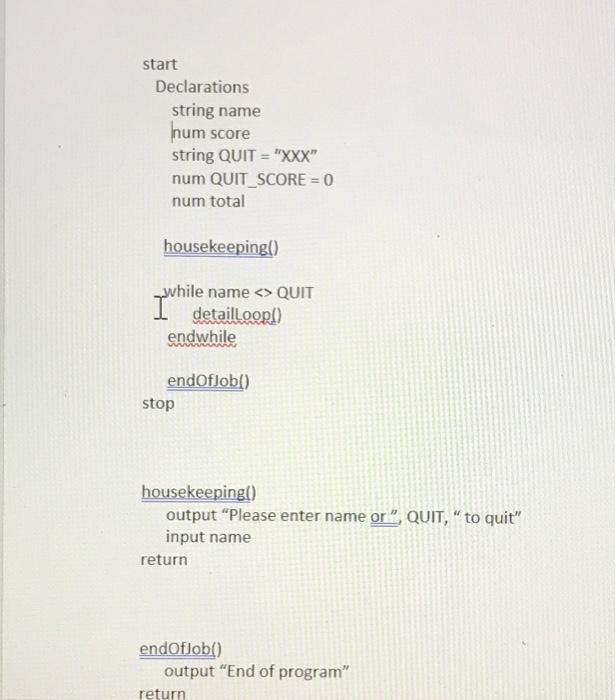 Solved Part 3: You are given pseudocode below for a program | Chegg.com