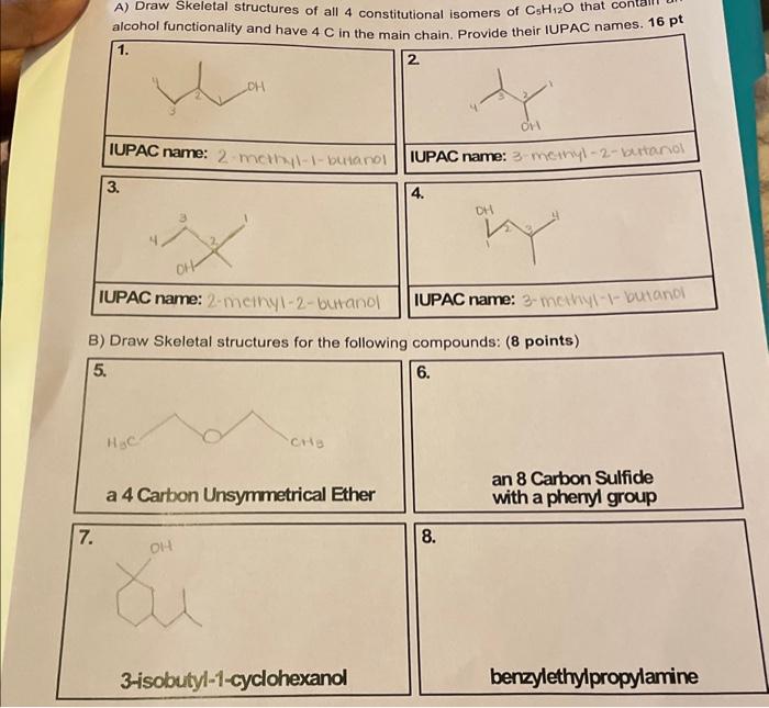 Solved A Draw Skeletal Structures Of All 4 Constitutional