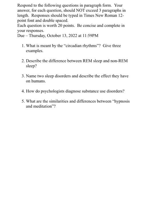 Solved Respond to the following questions in paragraph form. | Chegg.com