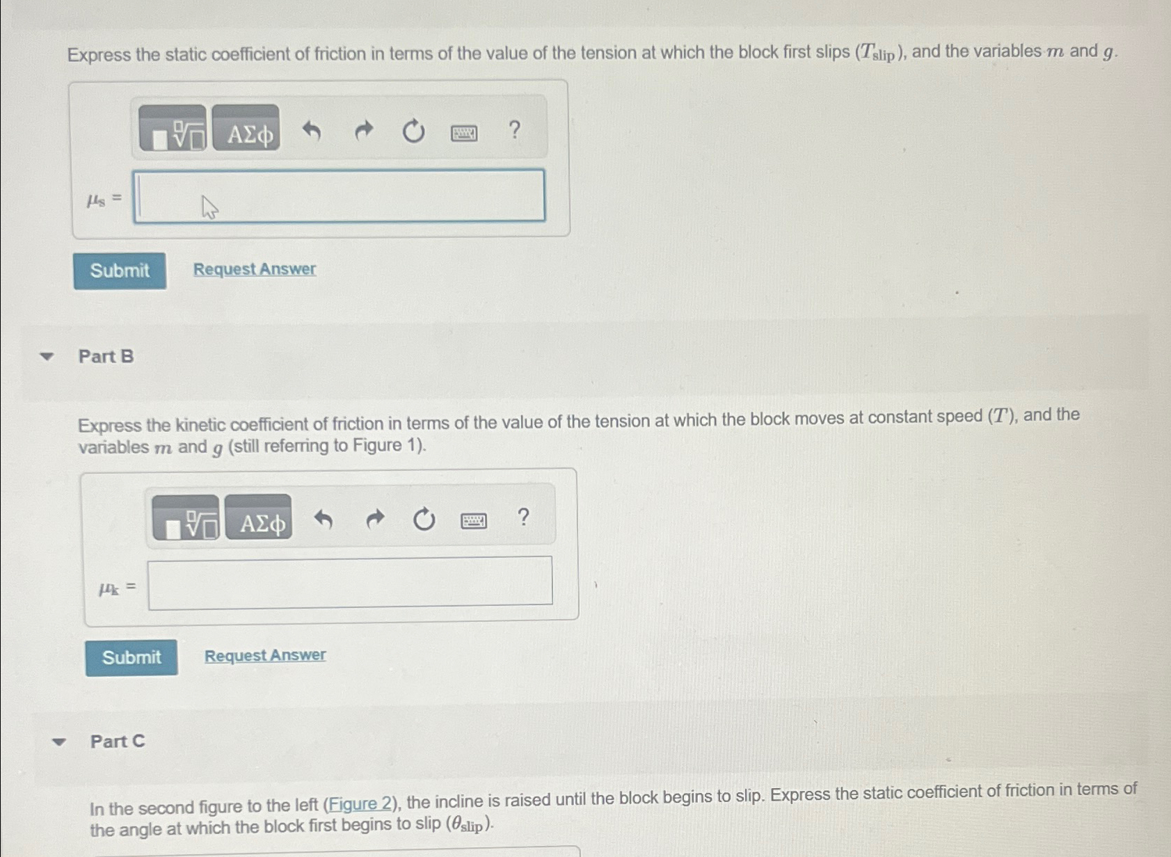 Solved Express the static coefficient of friction in terms | Chegg.com