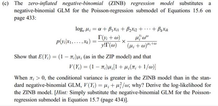 Why the conditional variance is greater in the ZINB | Chegg.com