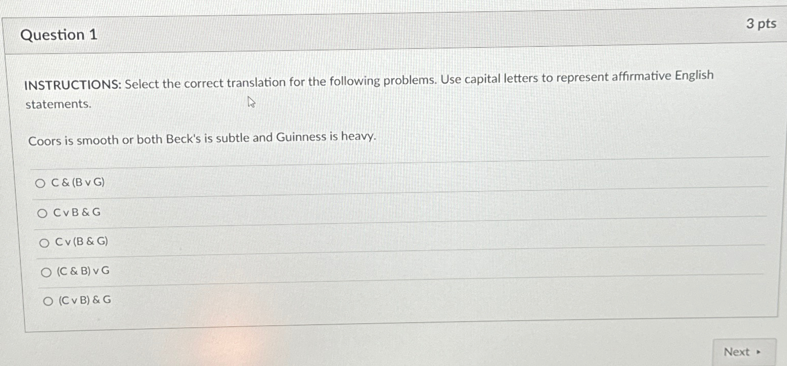 Solved Question 13ptsINSTRUCTIONS: Select the correct | Chegg.com