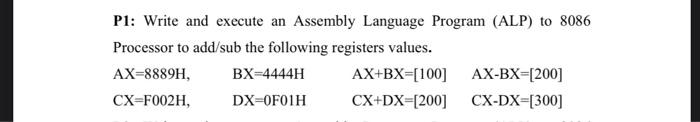 Solved P1 Write And Execute An Assembly Language Program 8994