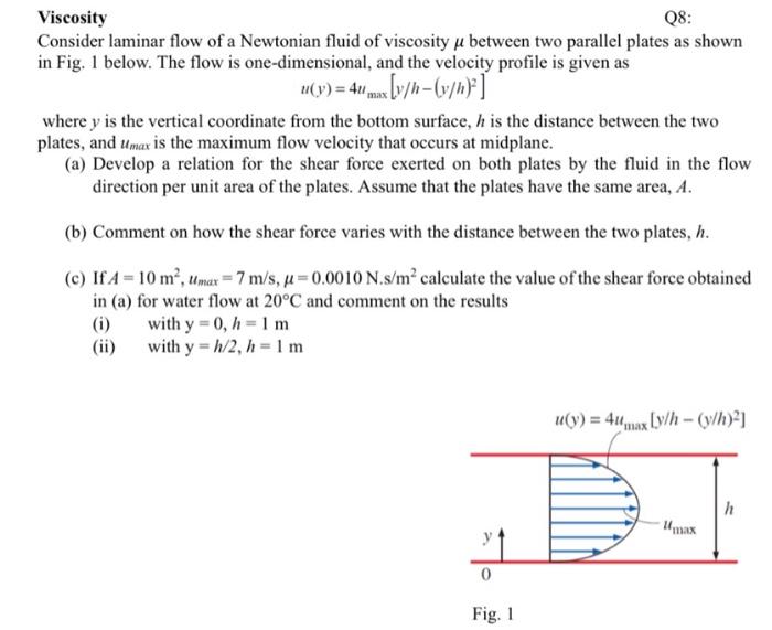 Solved Viscosity 08: Consider laminar flow of a Newtonian | Chegg.com