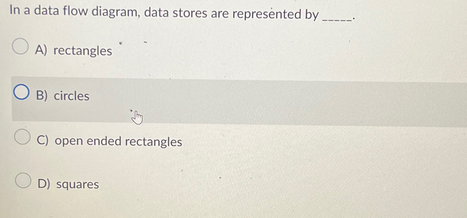 Solved In a data flow diagram, data stores are represented | Chegg.com