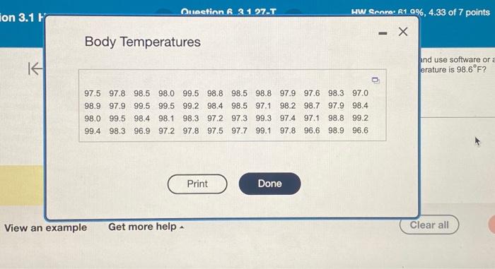 Solved Refer to the data set of body temperatures in degrees | Chegg.com
