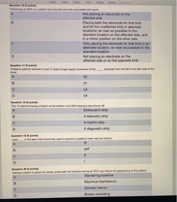 Solved Insert Table Chart Text Shape Media Commt Question 16 | Chegg.com