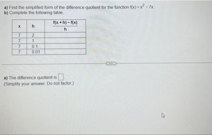 Solved a) Find the simplified form of the difference | Chegg.com