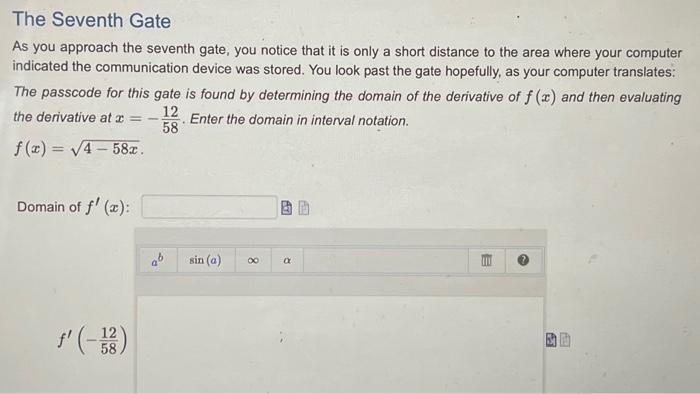 Solved The Seventh Gate As you approach the seventh gate, | Chegg.com