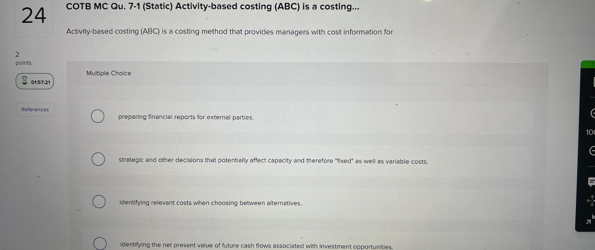 Solved 24СОTB MC Qu. 7-1 (Static) ﻿Activity-based costing | Chegg.com
