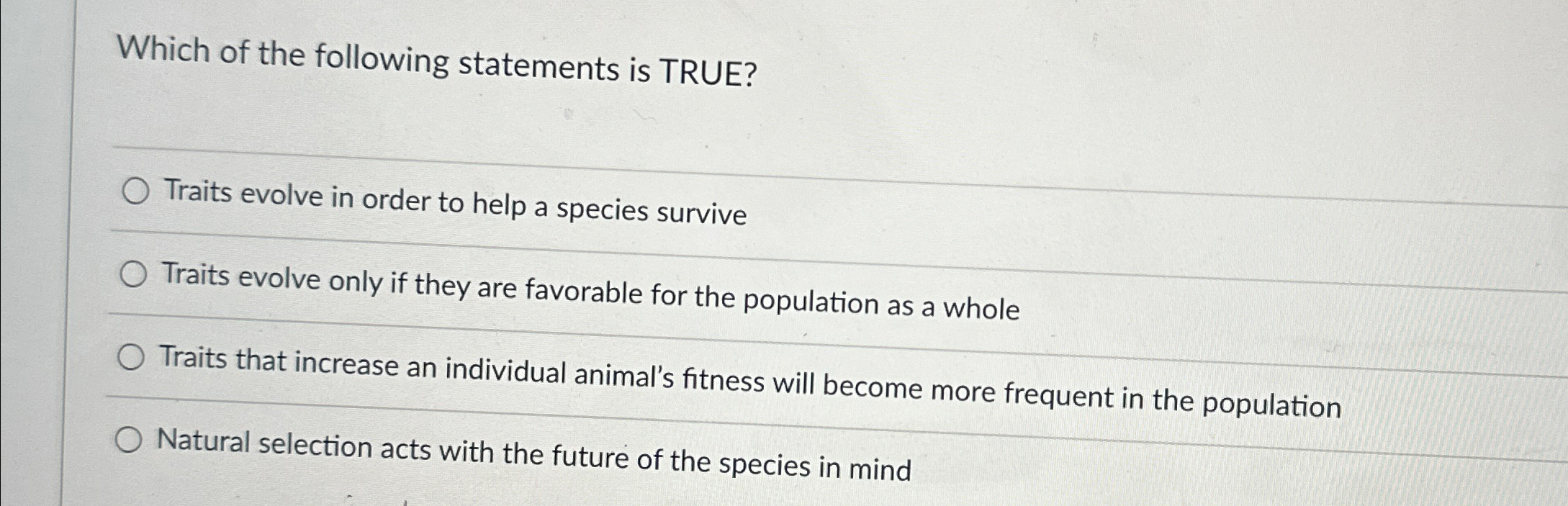 Solved Which of the following statements is TRUE?Traits | Chegg.com