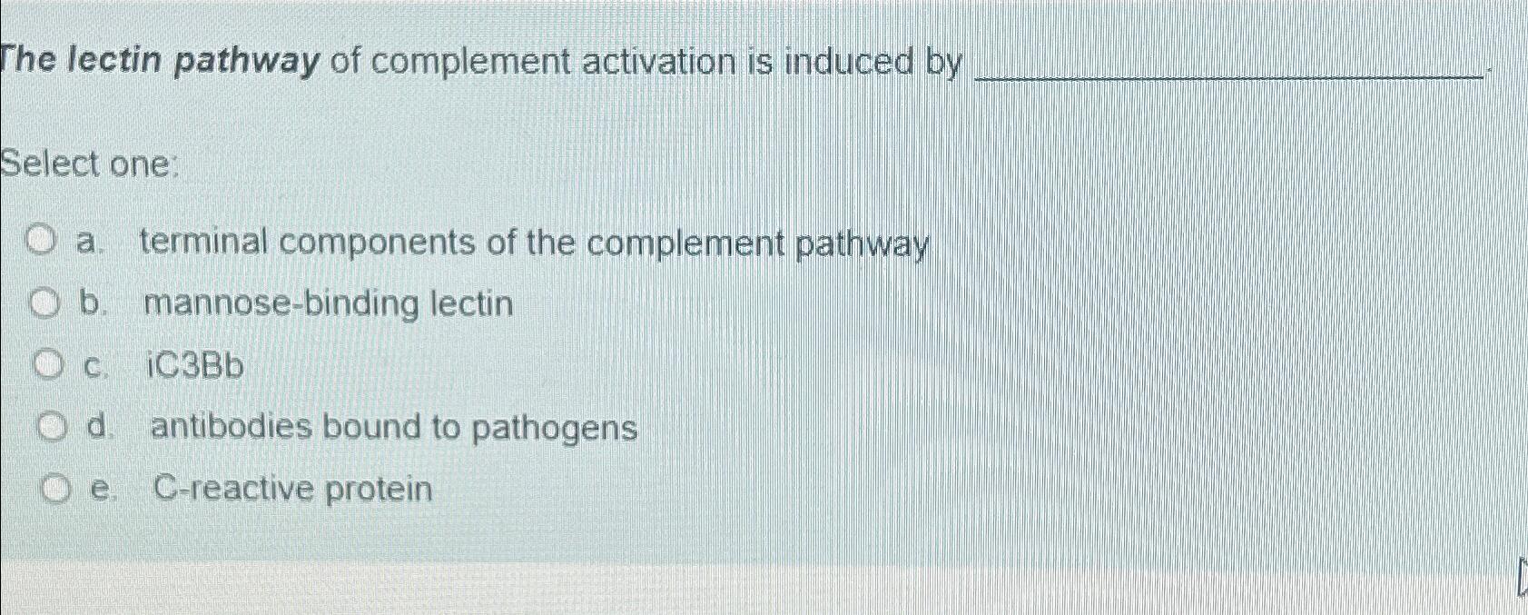 Solved The Lectin Pathway Of Complement Activation Is