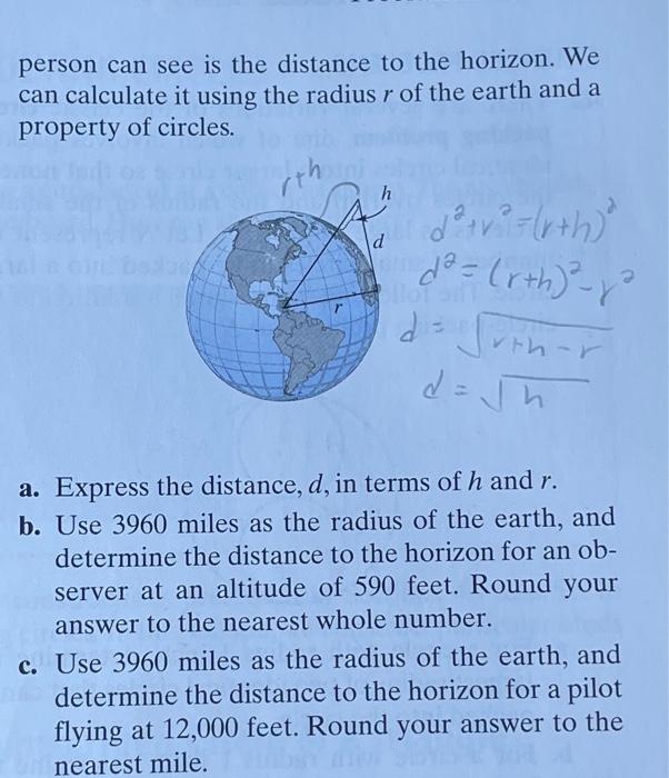 Solved Suppose a person is standing at an altitude h above | Chegg.com