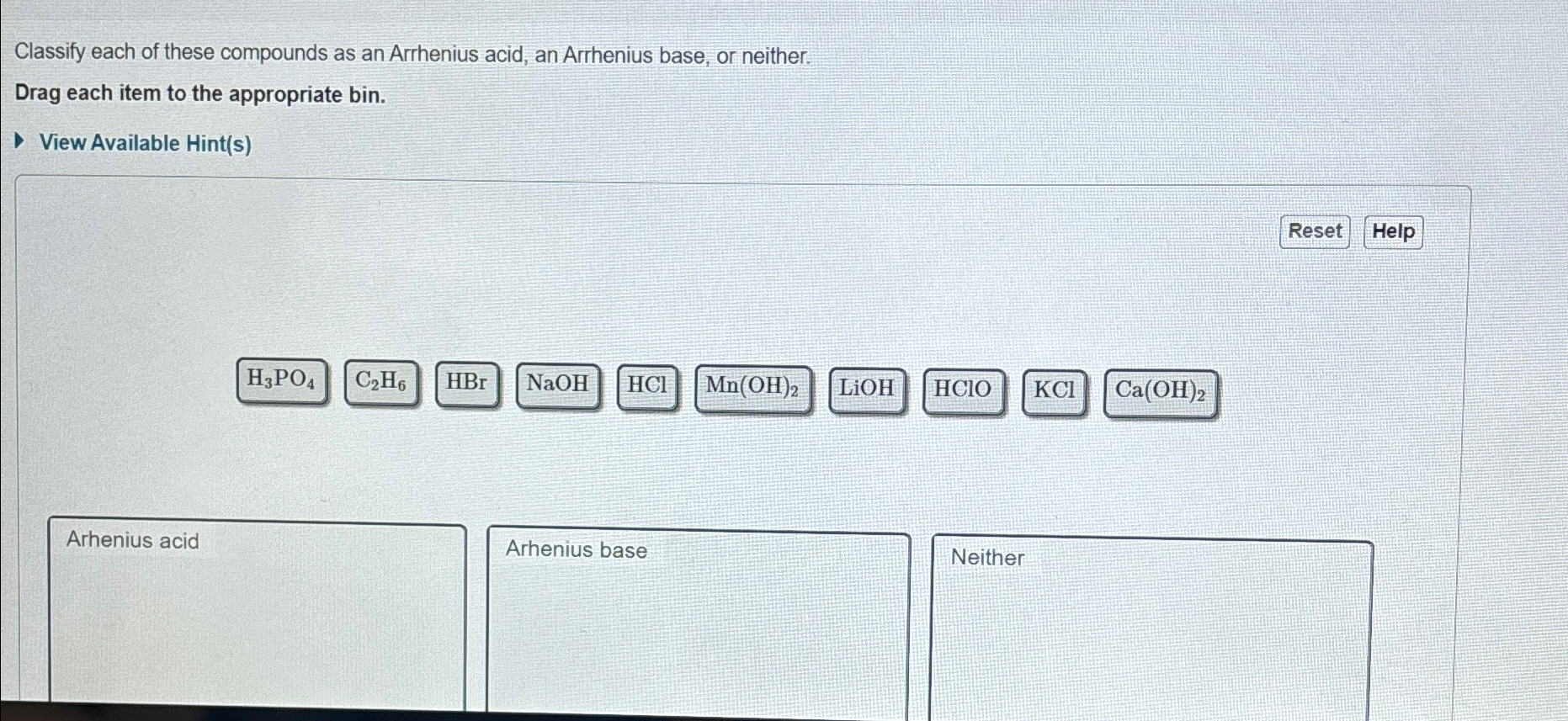 Solved Classify each of these compounds as an Arrhenius | Chegg.com