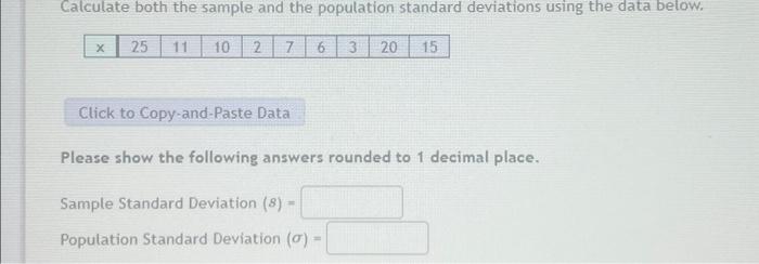 Solved Calculate both the sample and the population standard | Chegg.com