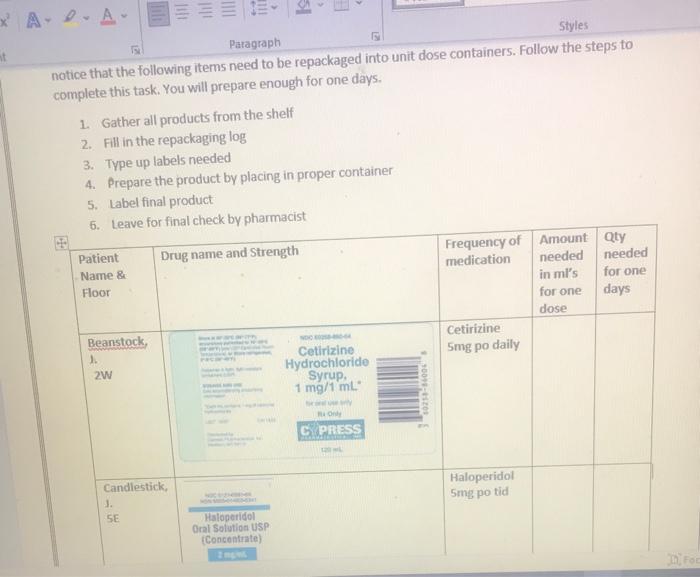 Solved Font Paragraph Style Liquid Repackaging You are | Chegg.com