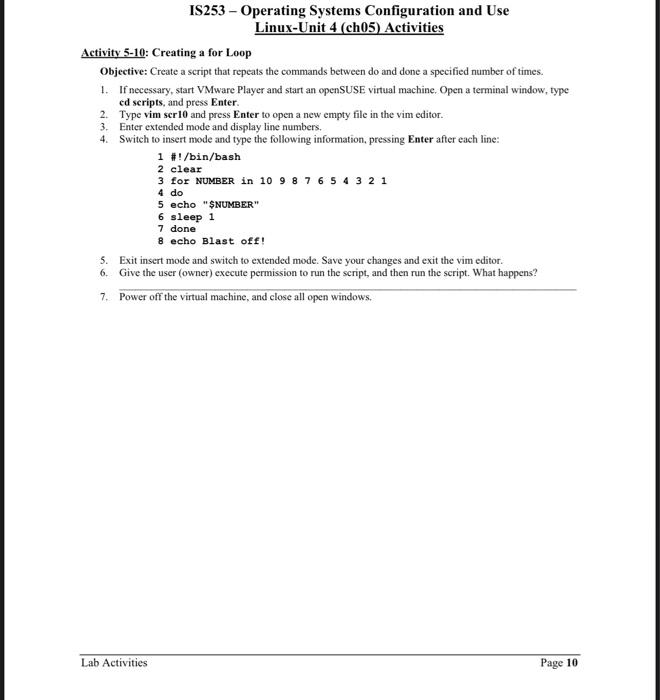 Solved Activity 5-1: Creating a Shell Script Objective: | Chegg.com