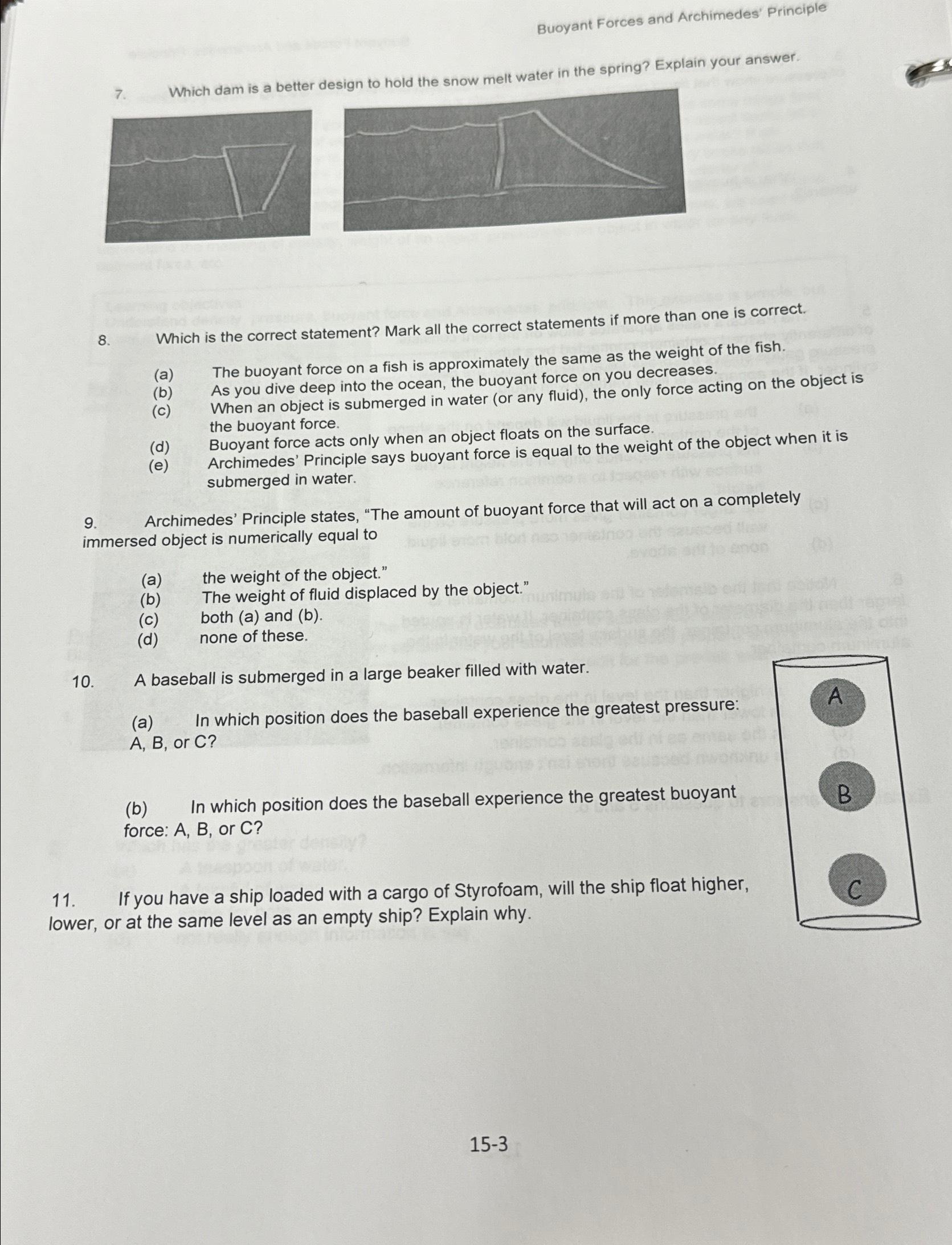 Solved Buoyant Forces and Archimedes' Principle(a) ﻿The | Chegg.com