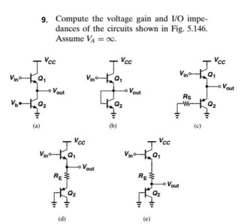 Solved Compute the voltage gain and I/O impe-dances of the | Chegg.com