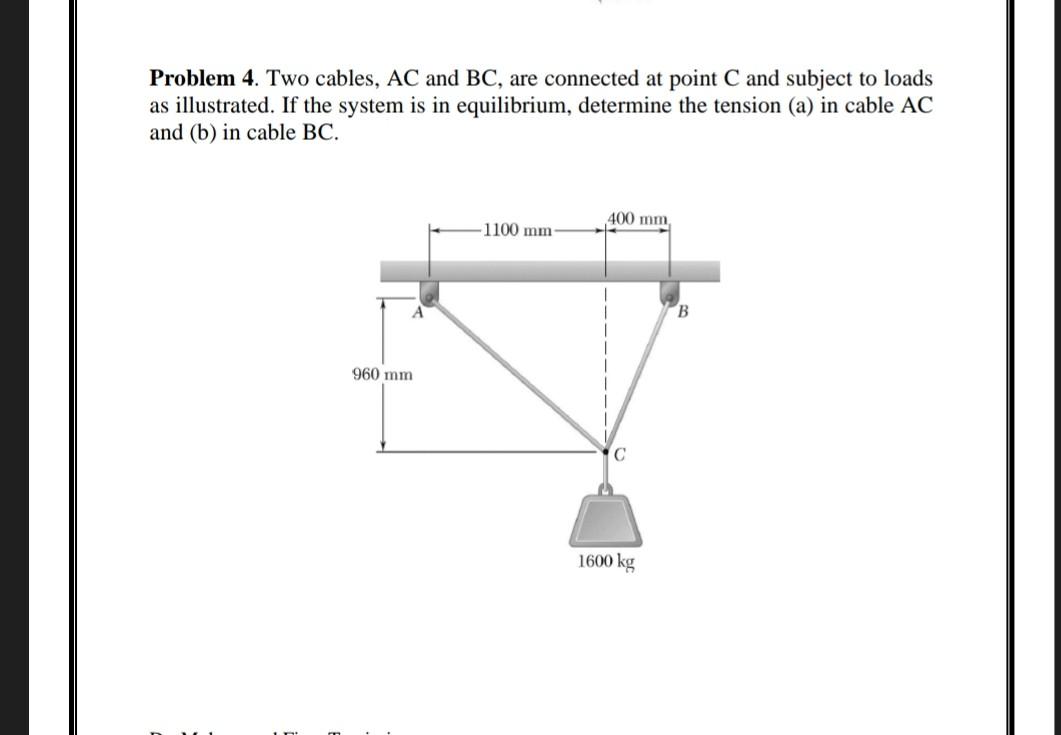 Solved Problem 4. Two cables, AC and BC, are connected at | Chegg.com