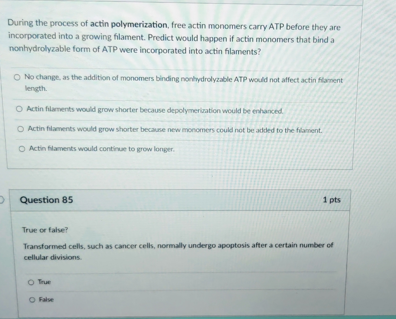 Solved During the process of actin polymerization, free | Chegg.com