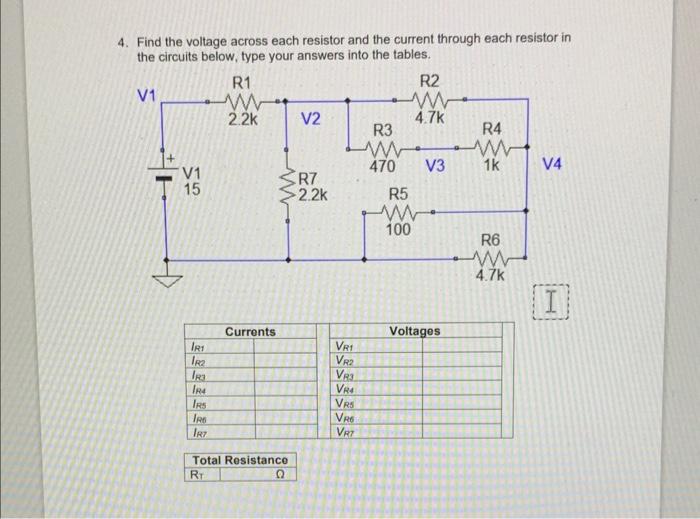 Solved find the voltage across each resistor and the current | Chegg.com