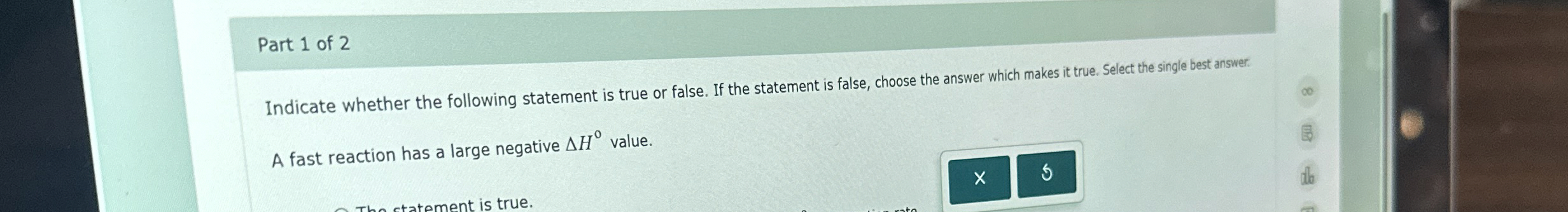Solved Part 1 ﻿of 2Indicate whether the following statement | Chegg.com