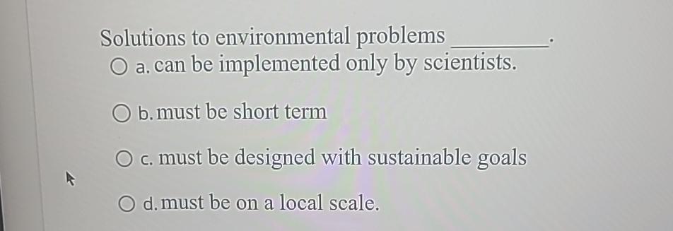 Solved Solutions to environmental problemsa. ﻿can be | Chegg.com