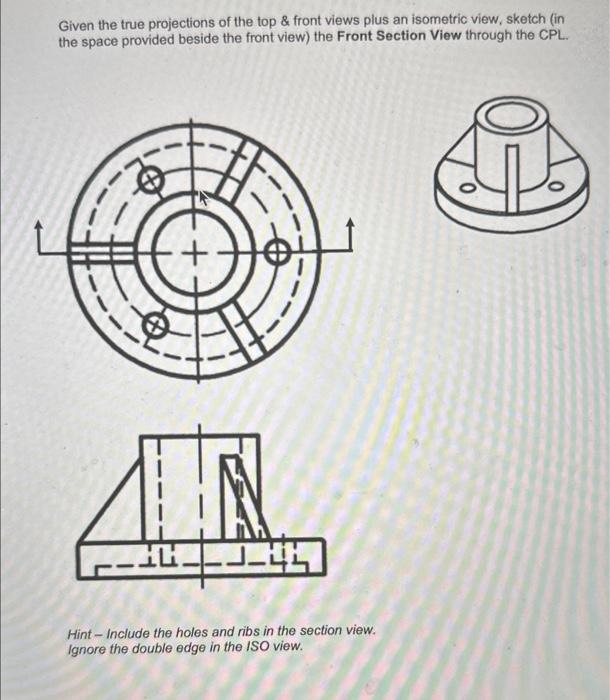 Solved Given the true projections of the top \& front views | Chegg.com