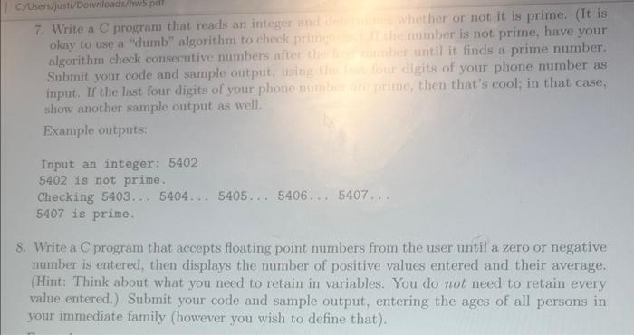 Solved 7. Write a C program that reads an integer nnd ath | Chegg.com