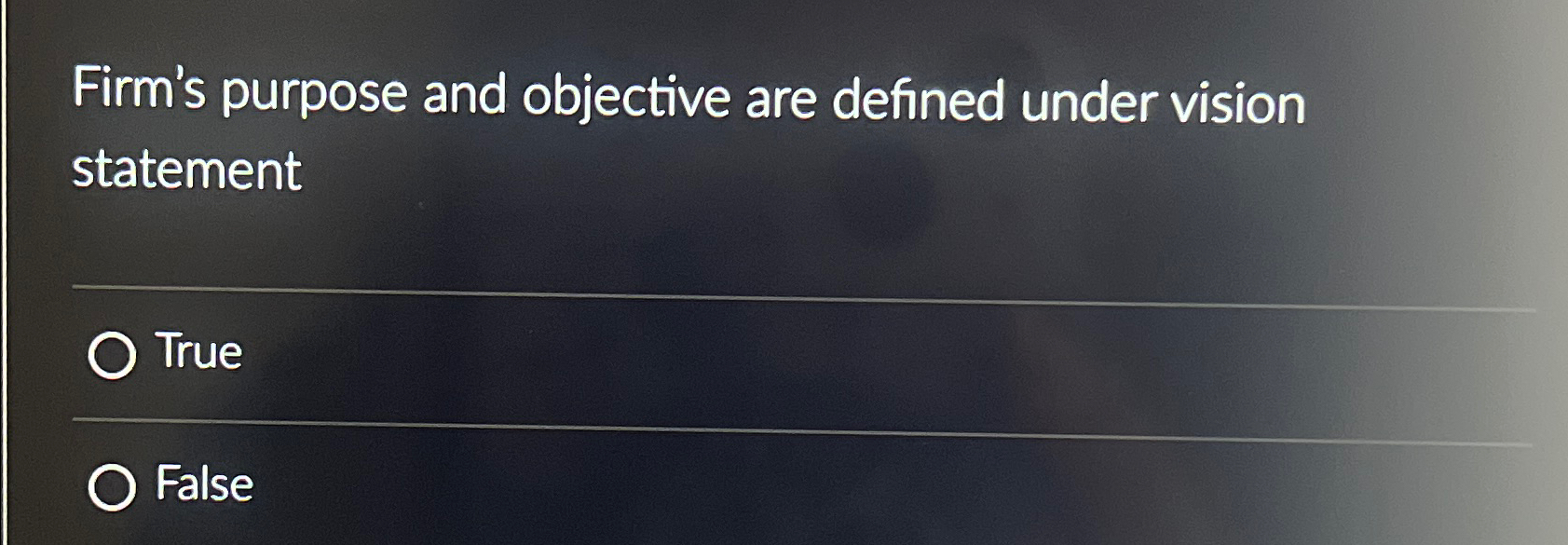 Solved Firm's purpose and objective are defined under vision | Chegg.com