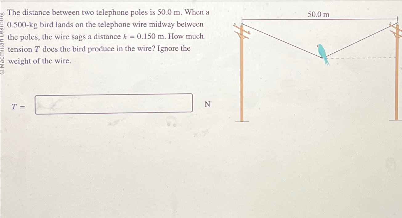 Solved The distance between two telephone poles is 50.0m. | Chegg.com