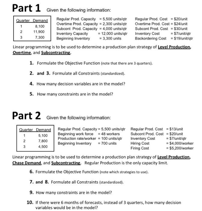 Solved Linear programming is to be used to determine a | Chegg.com