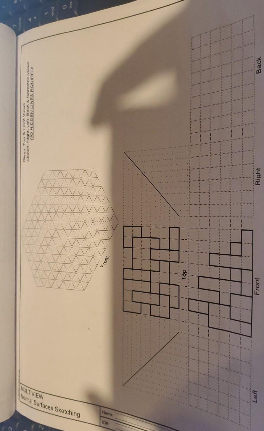 Solved MULTIVIEW Given: Top & Front Views Sketch: Right, | Chegg.com