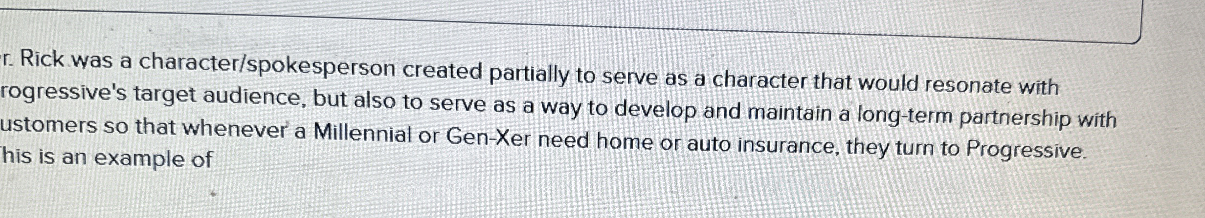 Solved r. ﻿Rick was a character/spokesperson created | Chegg.com