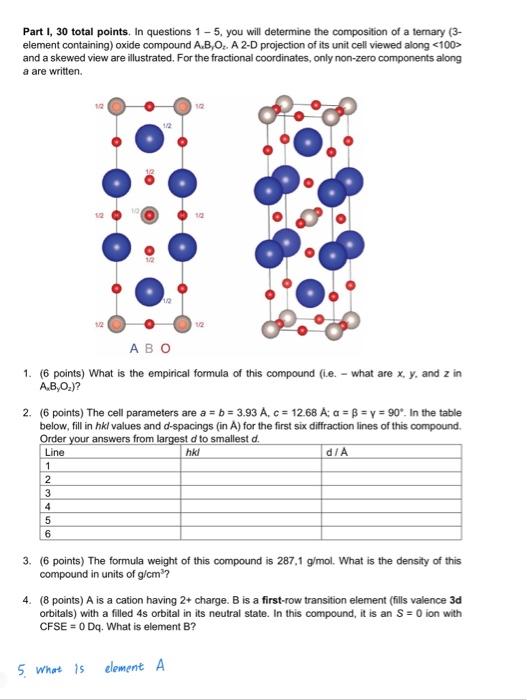 Solved Part I, 30 total points. In questions 1 - 5, you will | Chegg.com
