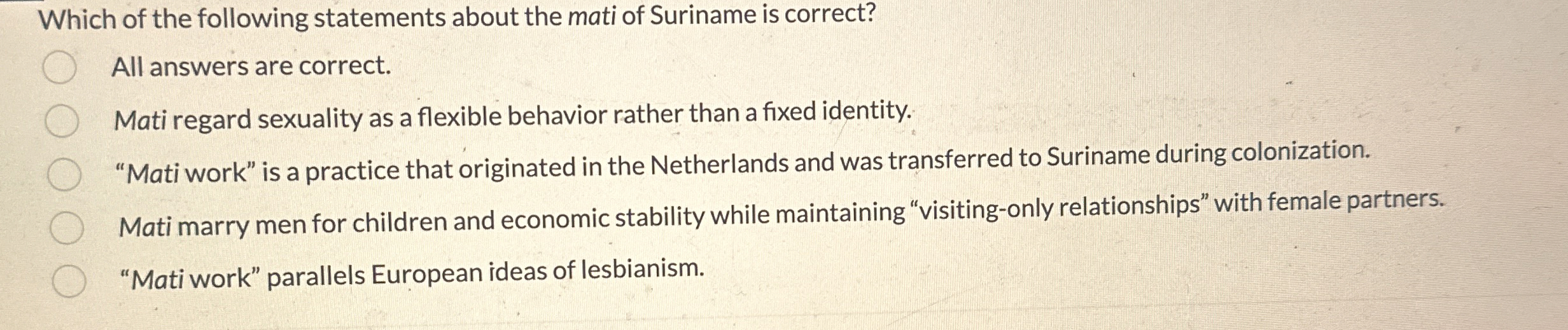 Solved Which of the following statements about the mati of | Chegg.com