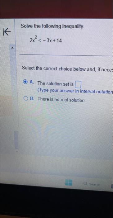 Solved Solve the following inequality. 2x2