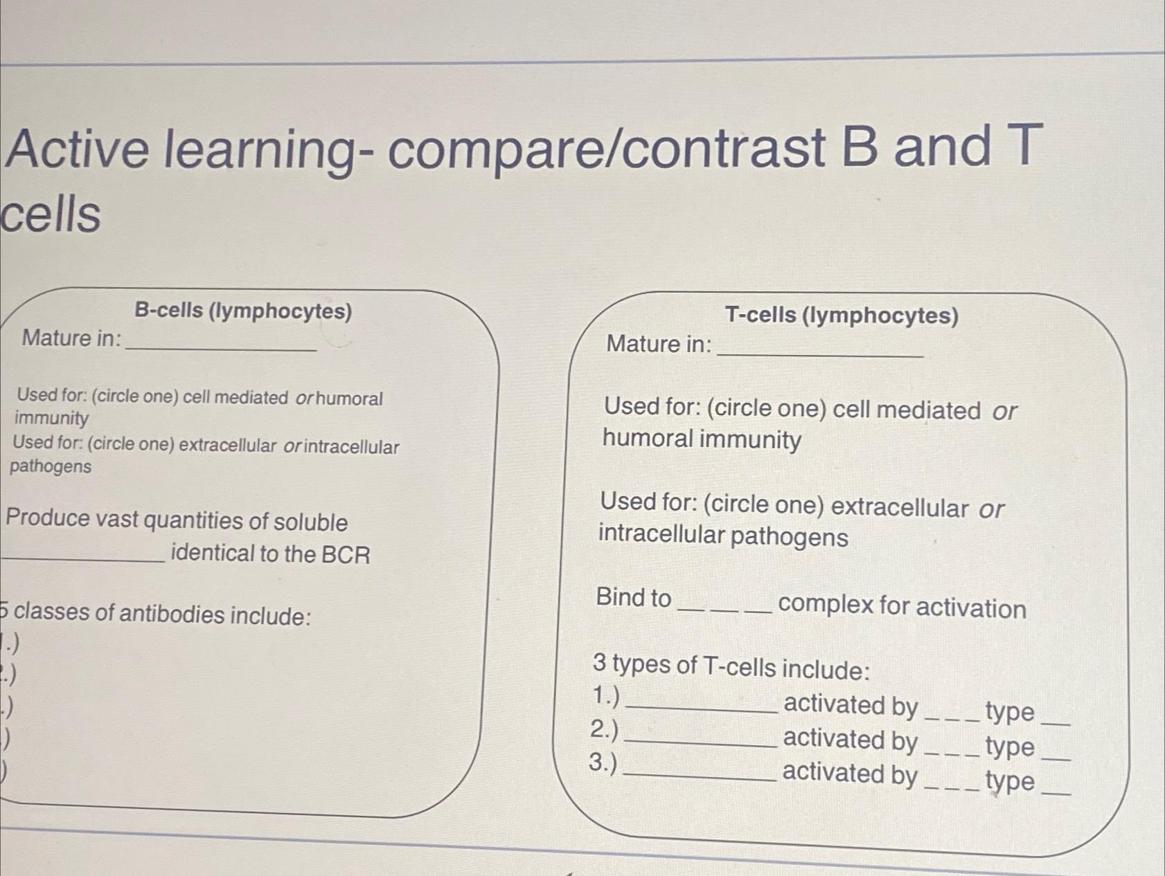 Solved Active learning-compare/contrast B ﻿and T | Chegg.com