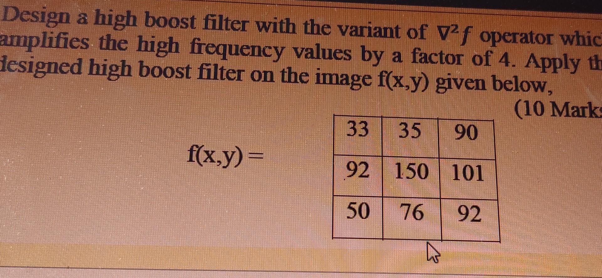 Design a high boost filter with the variant of Vf | Chegg.com