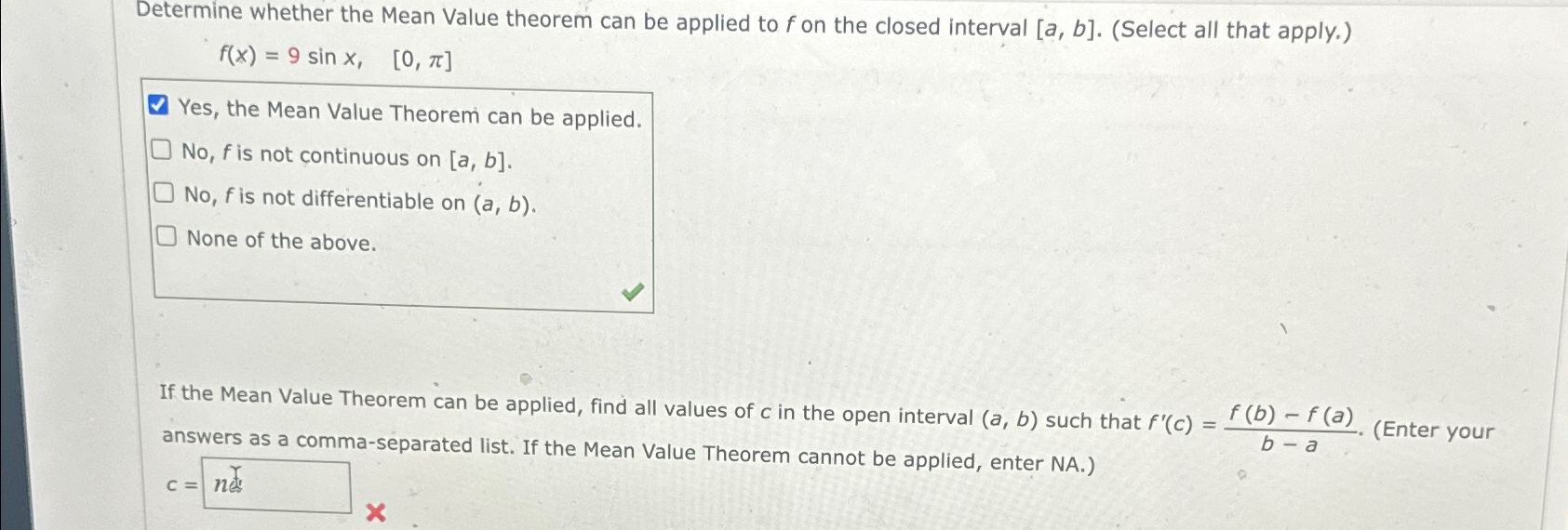 Solved Determine whether the Mean Value theorem can be | Chegg.com