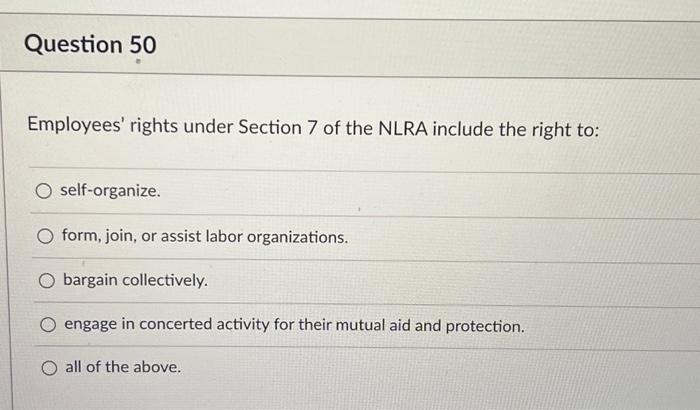 MULTIPLE CHOICE! Question 50 Employees' rights under | Chegg.com