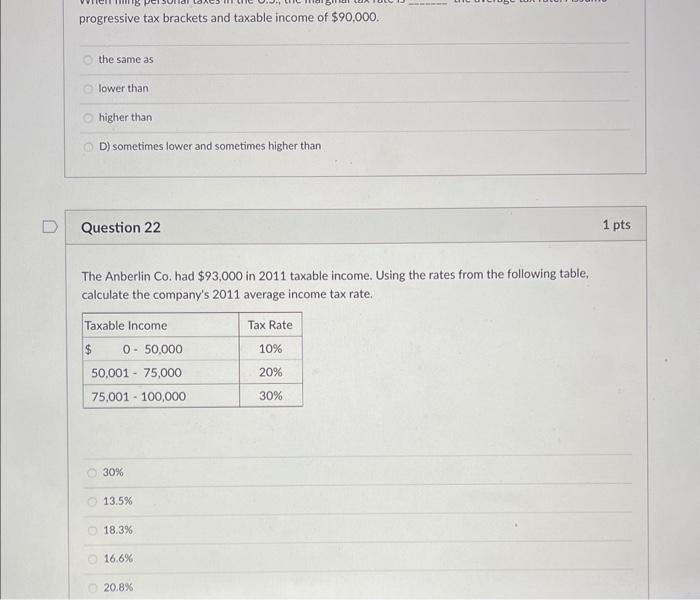 Solved progressive tax brackets and taxable income of | Chegg.com