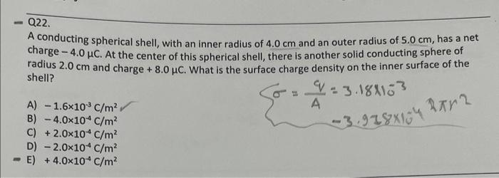 [Solved]: A conducting spherical shell, with an inner radiu